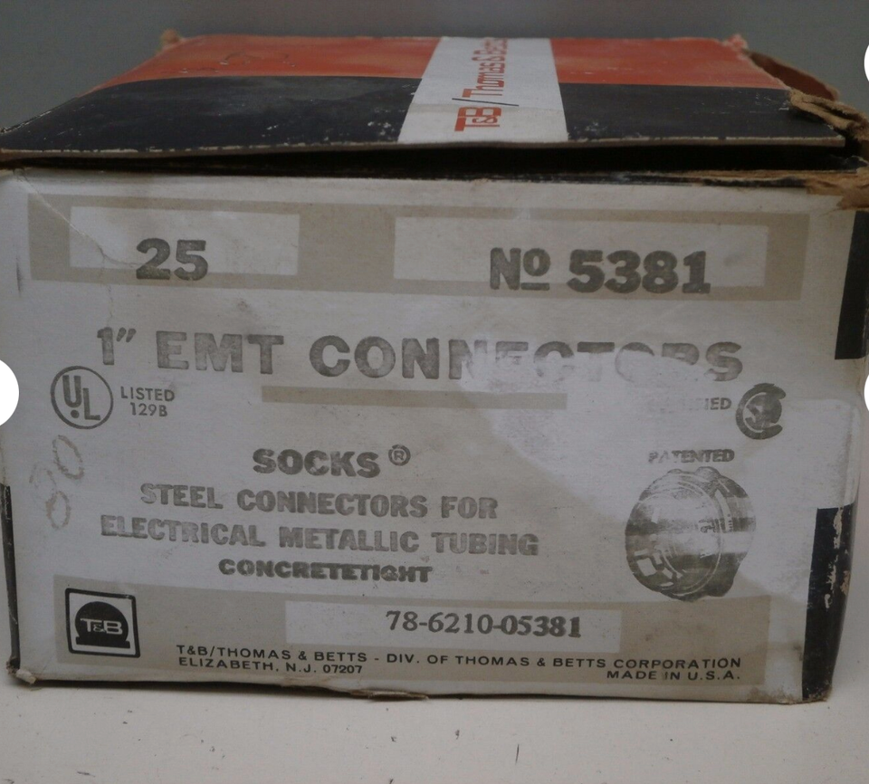 Thomas&Betts 5381. 1" EMT Conduit Steel Sock Connector Socks Concrete ...