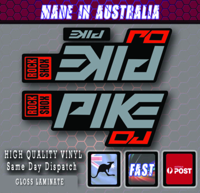 Rockshox PIKE DJ style Fork Decal GLOSS RED/GREY/BLK Stickers Laminated ...