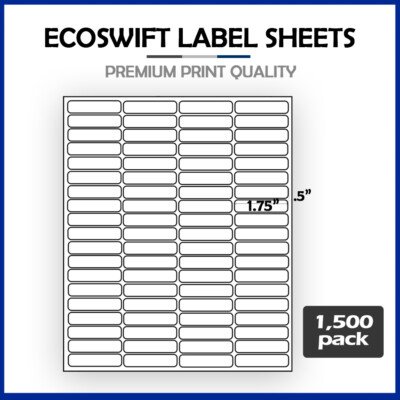 (120000) 1 3/4 x 1/2 "EcoSwift" Laser Address Shipping Labels 80 per ...