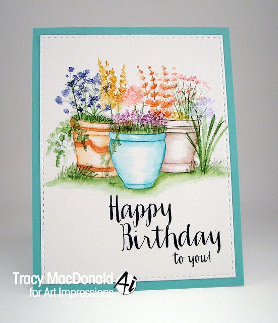 4 pc Ornate flower Pots STAMP Set ART IMPRESSIONS RUBBER STAMPS | eBay