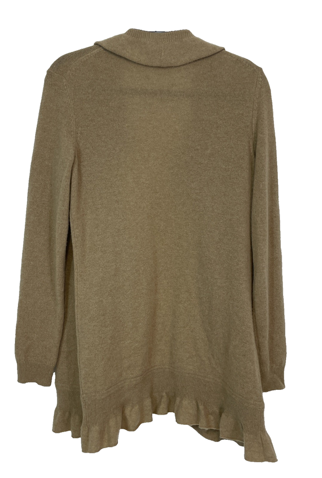 Cashmere by Charter Club 2 Ply Beige Cardigan Opn Front Ruffle Sweater ...