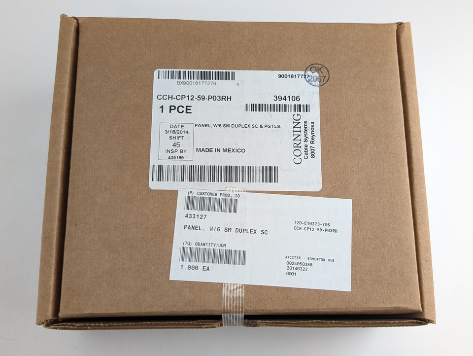 Corning CCH-CP12-59-P03RH; Panel, w/6 SM Duplex SC & PGTLS *NEW IN BOX ...