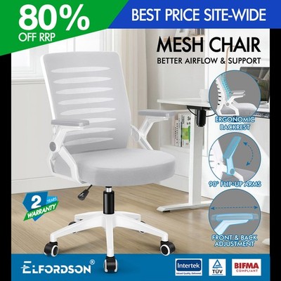 ALFORDSON Mesh Office Chair Flip Up Armrest Padded Swivel Gas Lift Game ...