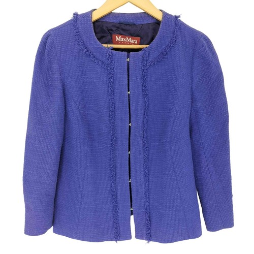 Max Mara Studio No Collar Fringe Tweed Jacket Women JPN:42 | eBay