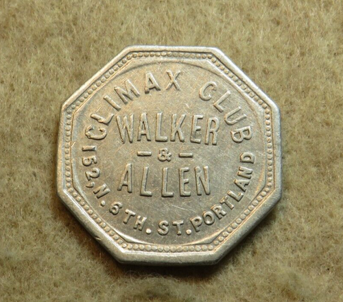 PORTLAND OREGON CLIMAX CLUB WALKER & ALLEN 5¢ TOKEN | eBay