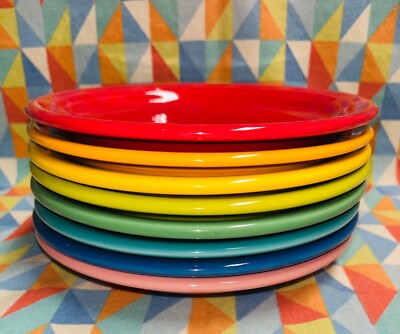 NEW FIESTA set 8 bistro coupe SALAD PLATES RAINBOW MIX 7.25" FIESTAWARE ...