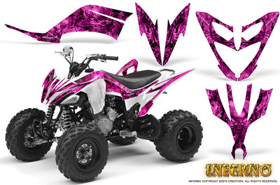 YAMAHA RAPTOR 250 GRAPHICS KIT CREATORX DECALS STICKERS INFERNO PINK | eBay