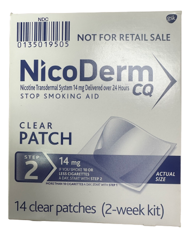 NicoDerm CQ Step 2 Nicotine Patches to Stop Smoking, Clear - 14 Count ...