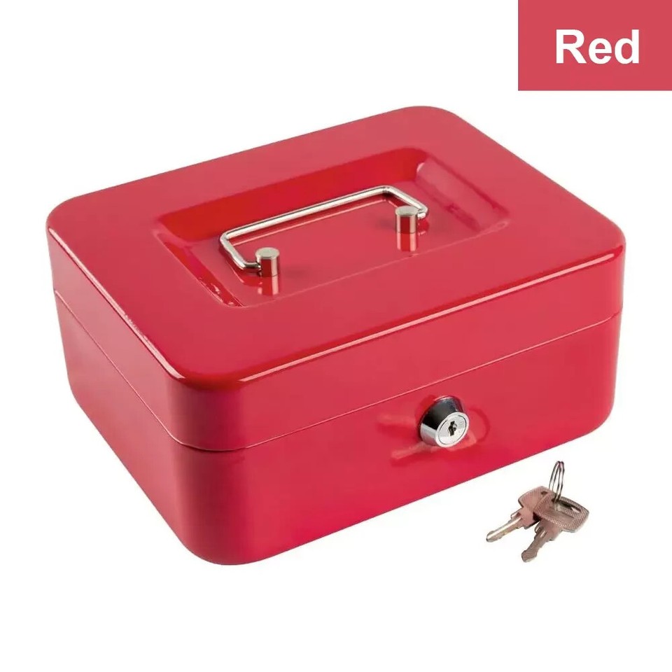 Cash Box with Lock Key and Money Tray Large Money Box for Cash Metal ...
