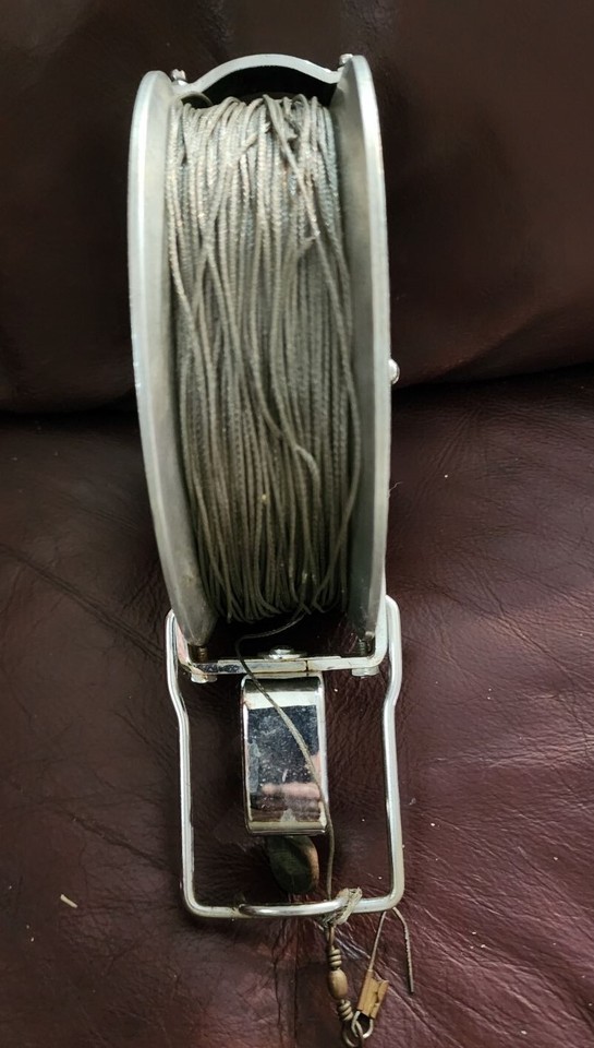 Vintage HANDLINE RETRACTABLE TROLLING Fishing Reel Marked Pat Pending ...