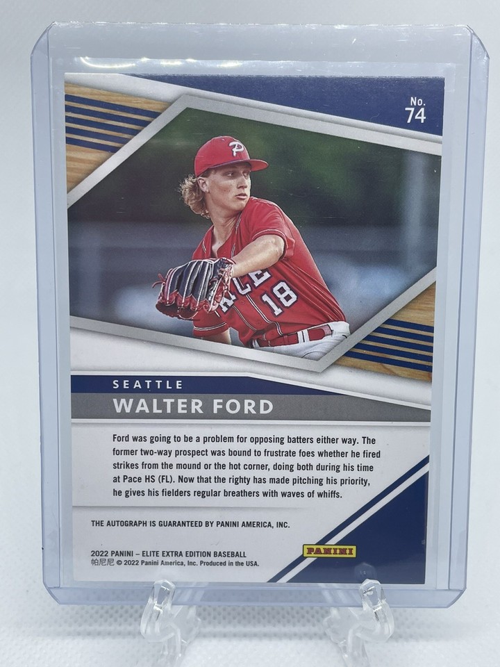 2022 Elite Extra Edition Walter Ford Holo Auto Rookie Card SP Mariners ...
