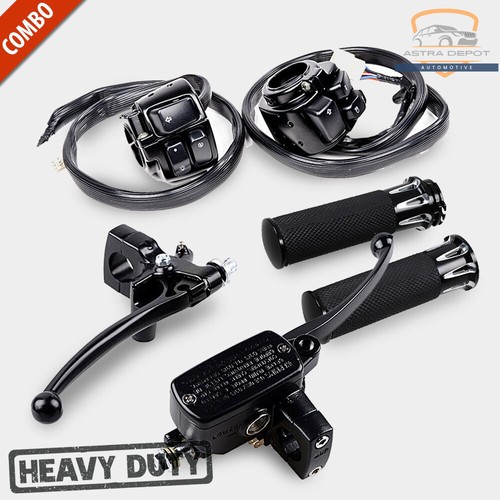 Combo Motorcycle 1" Handlebar Hand Grip + Switch Controls + Clutch ...