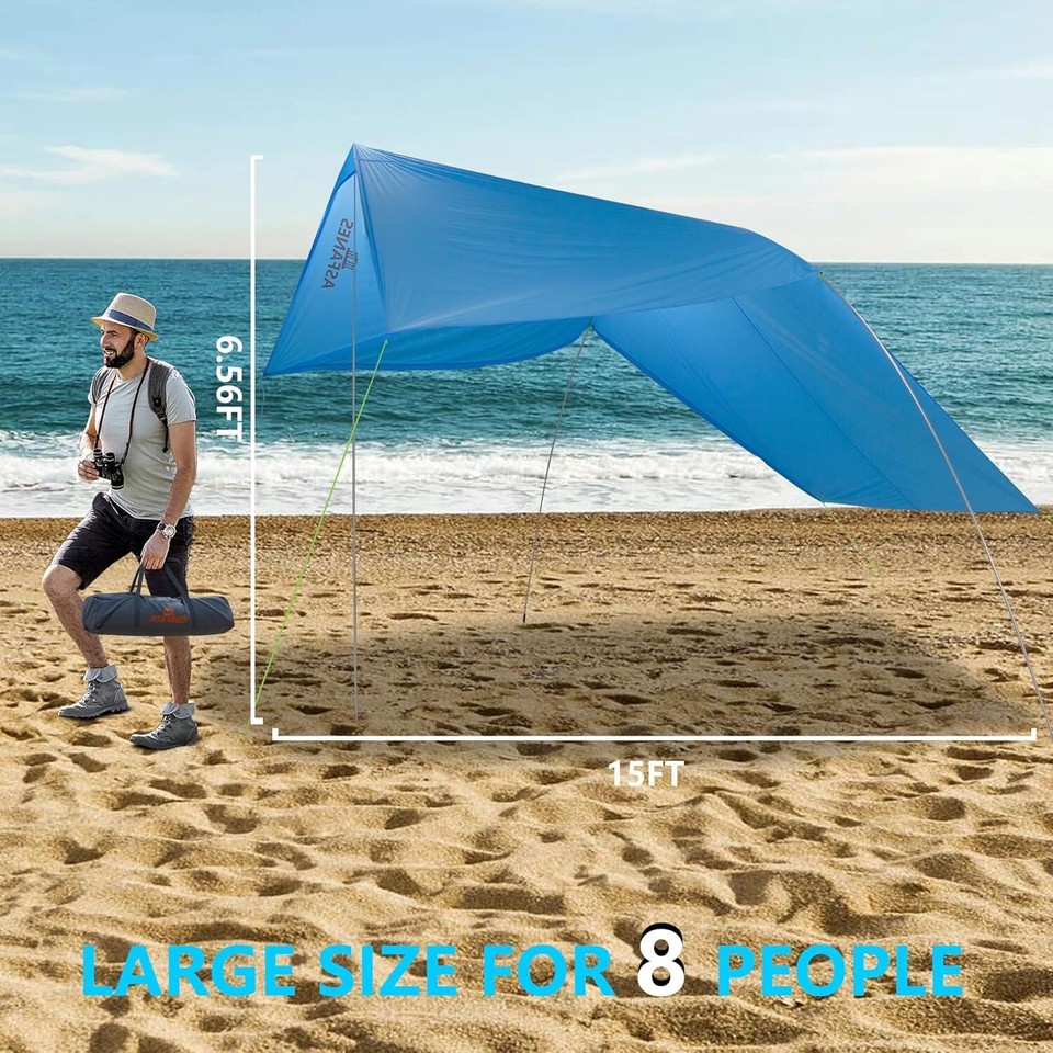 Beach Canopy Sun Shelter | UPF50+ Windproof Waterproof Shade for Beach ...