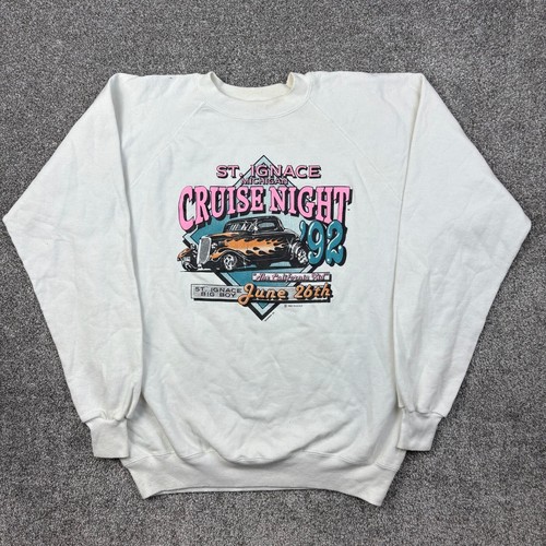Vintage Dream Cruise Car Sweatshirt Mens XL White St Ignace Michigan ...