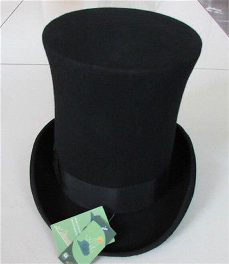 Vintage 100% Wool Mad Hatter Top Hat 25cm High Magic Performing Party ...