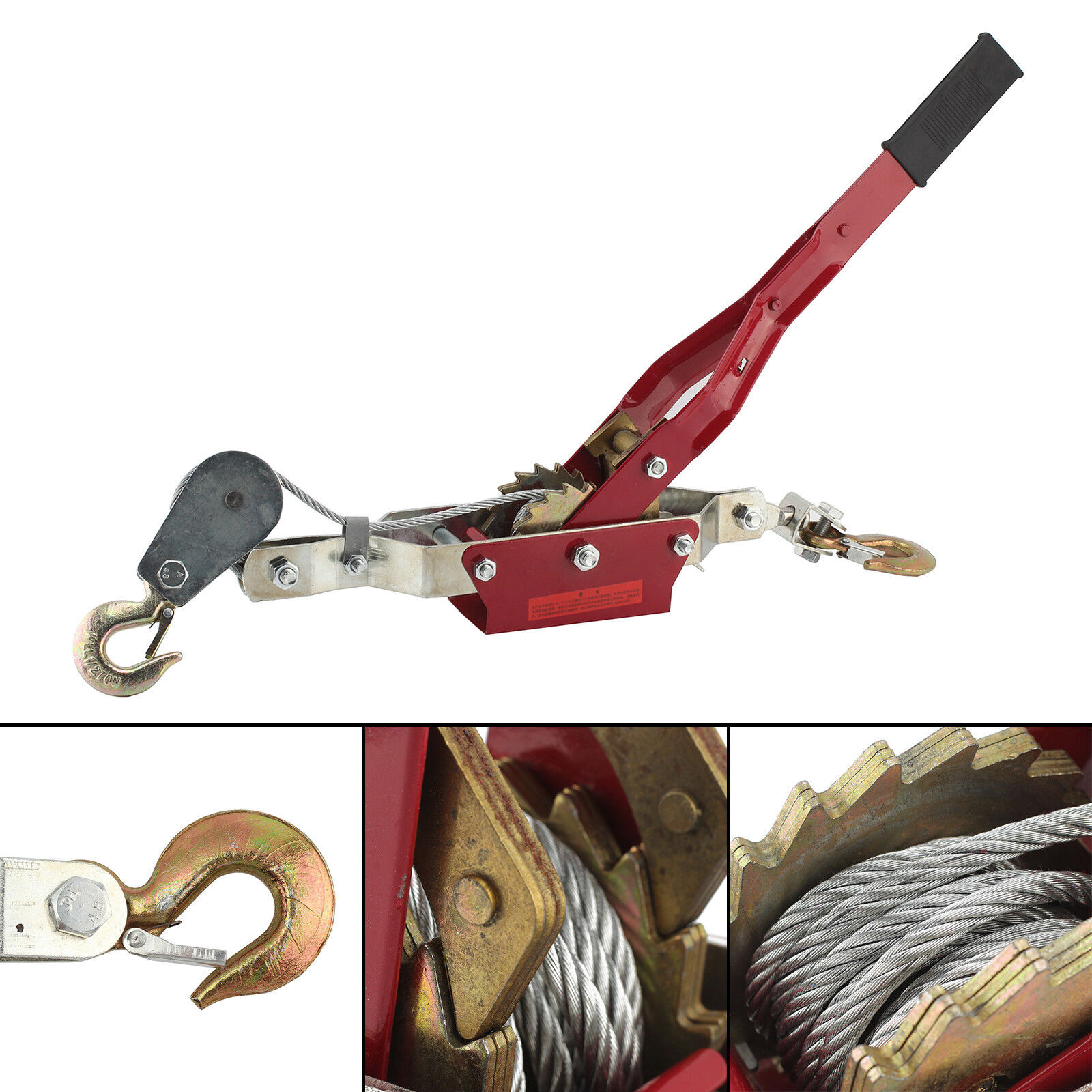 4 Ton 2 Hook Cable Puller Manual Hand Winch Turfer For Caravan Boat ...