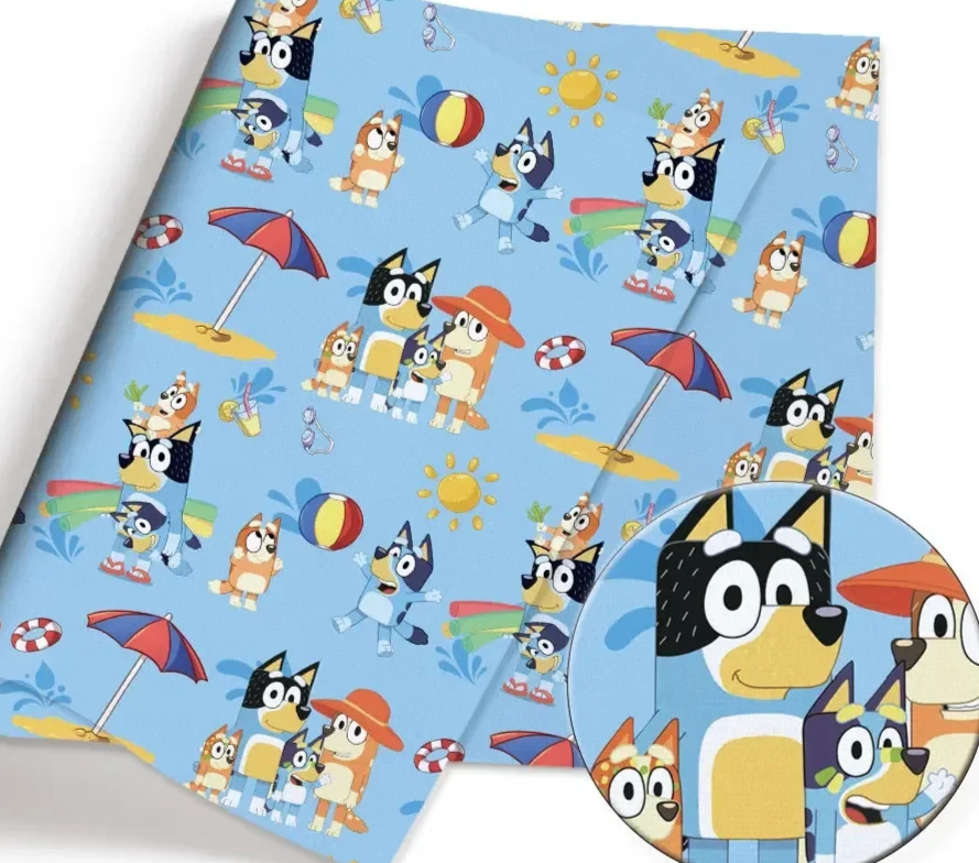 Bluey Bingo children character polyCotton Fabric Half Yard (18” x 55 ...