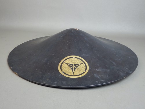 JAPANESE ANTIQUE EDO SAMURAI HELMET JINGASA HAT LACQUERED WOOD FAMILY ...