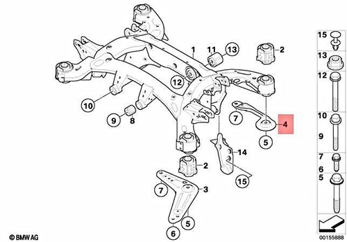 For BMW Genuine Suspension Crossmember Insulator Rear Left 33326770979 ...
