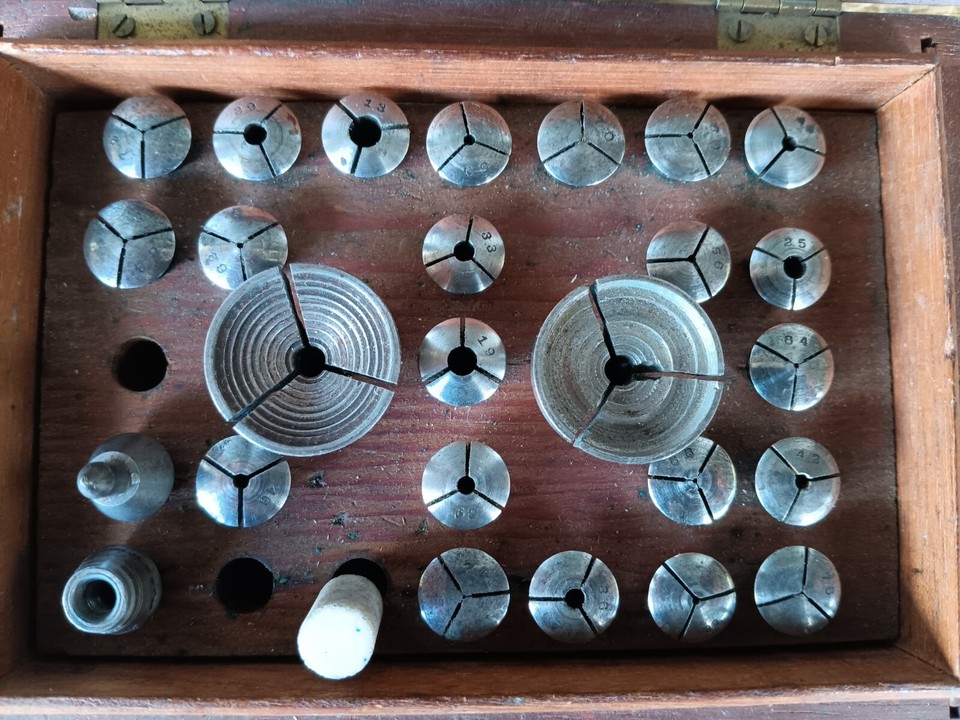 Vintage Lot~ Watchmaker Jewelers Lathe Rivett Collets Step Chuck Tools ...