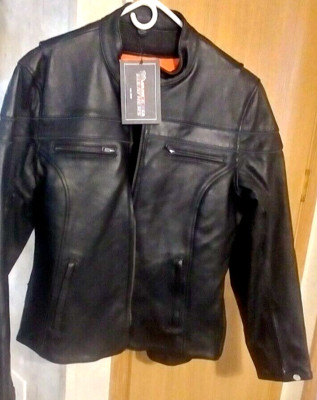 NWT Vance Leather USA Women 2XL Motorcycle Black Leather Lined Jacket ...