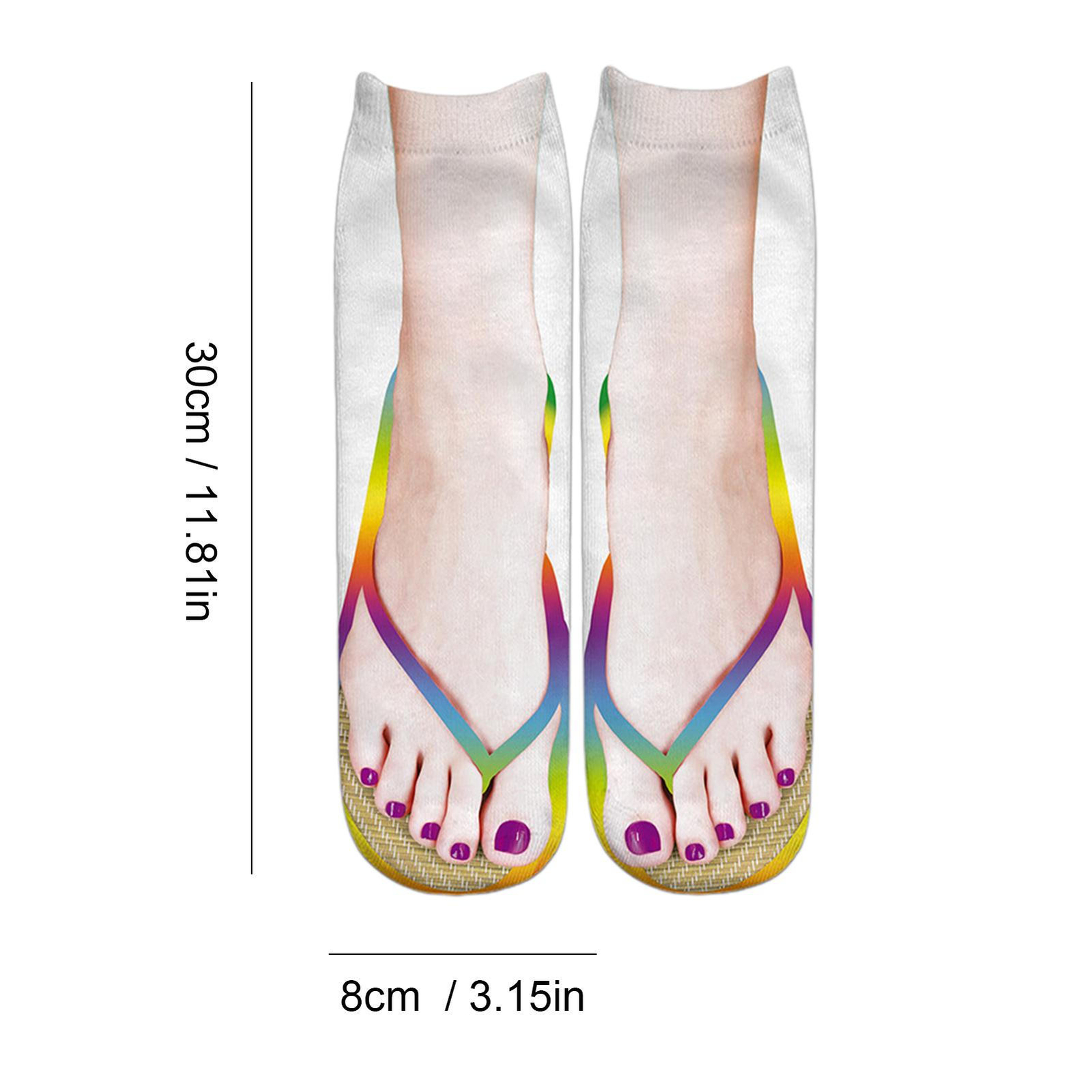 Novelty Joke Flip-Flop Socks Funny Manicure Print Socks Gift For Beach ...