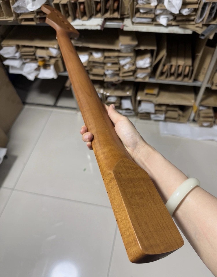 Jazz bass Roasted flame Maple bass guitar Neck part 34 inch matte ...