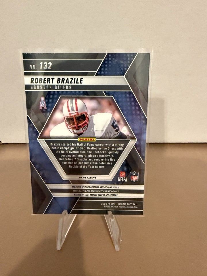 Robert Brazile 2025 Panini Mosaic NFL SILVER PRIZM Card #132 HOUSTON ...