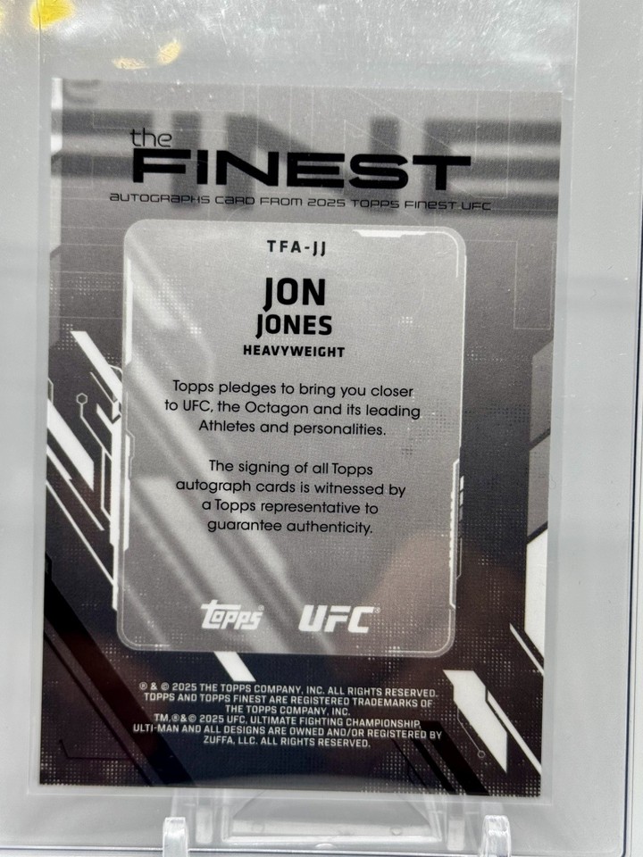 Jon Jones 2025 Topps Finest UFC Jon Jones Auto The Finest /10 On Card ...