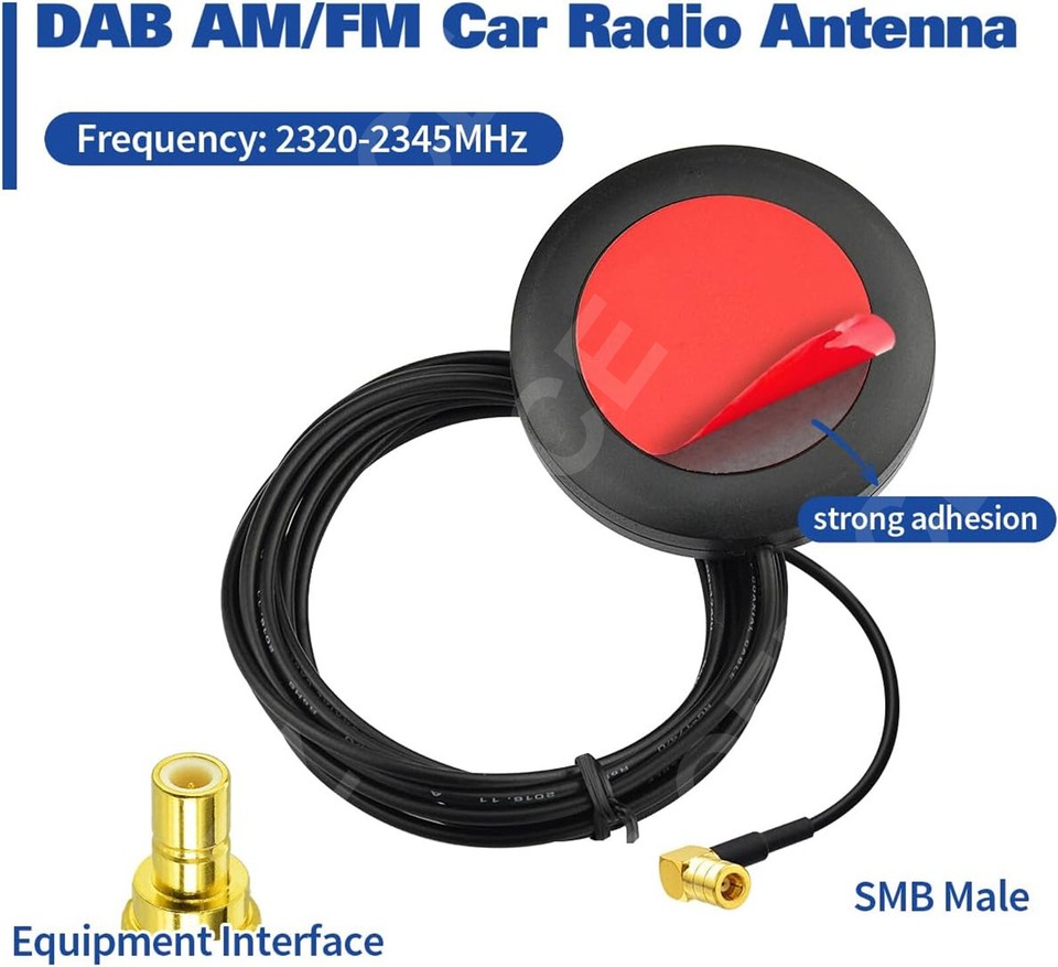 SMB Aerial FM DAB Antenna Windscreen Window Car Internal Glass Mount ...