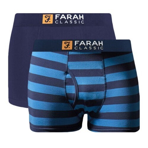 Farah Mens Boxers 2 Pack Keyhole Fly Trunks Cotton Blend Classic ...