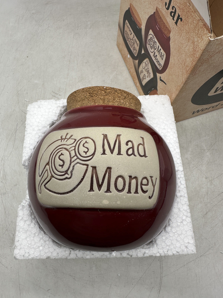 Muddy Water Ceramic Pottery Word Jar "Mad Money" Cork Lid New in Box | eBay