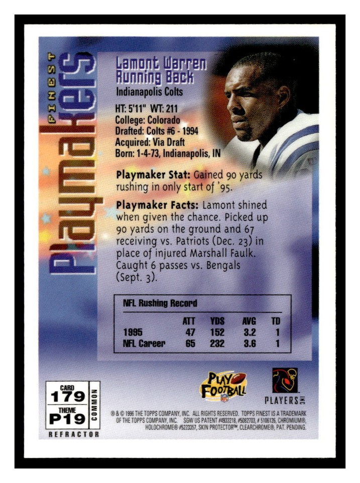 Lamont Warren 1996 Finest 179 Refractors | eBay