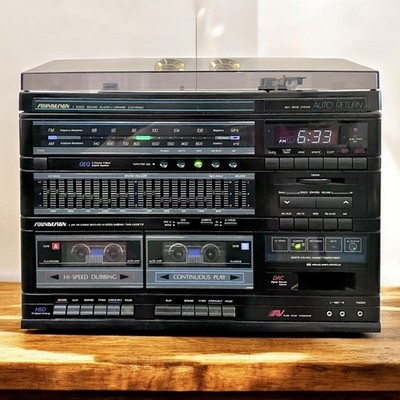 Soundesign 6970BK Stereo Dual Cassette Record Player Vintage Turntable ...