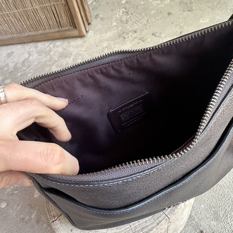 COACH Silver Chaise Crossbody Bag, Purse Metallic Polished Pebbled ...