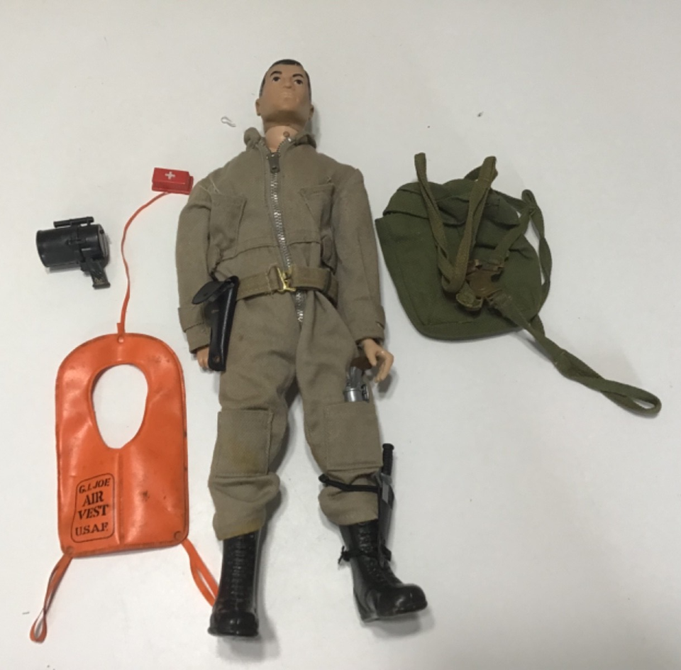 VINTAGE GI Joe BLACK PAINTED Figure 1964 HASBRO SCRAMBLE PILOT W/ REPRO ...