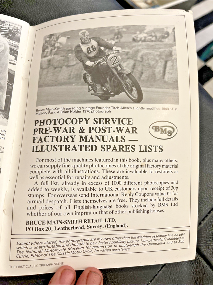 The First Classic Triumph Scene - Bruce Main-Smith book,1984 book;3TA ...