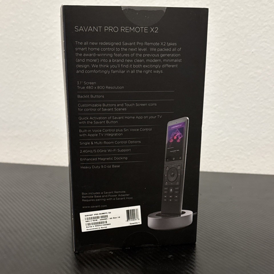 Savant Pro Remote X2 Smart Wireless Remote Control Black Touch Screen ...