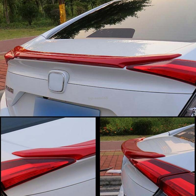 Red Plastic Rear Wing Spoiler Trim For 2016-2020 Honda Civic 10th Gen ...