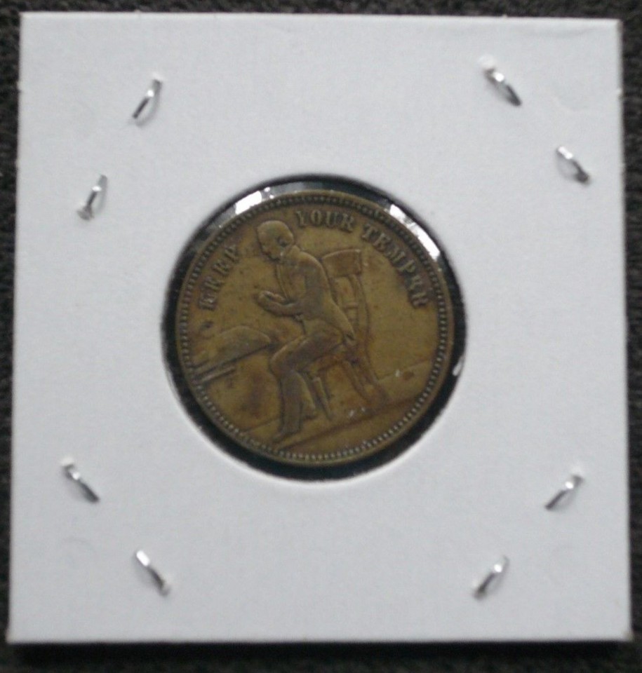 1848/6 U.K. Gaming TOKEN RARE ERROR VICTORIA REGINA KEEP YOUR TEMPER ...