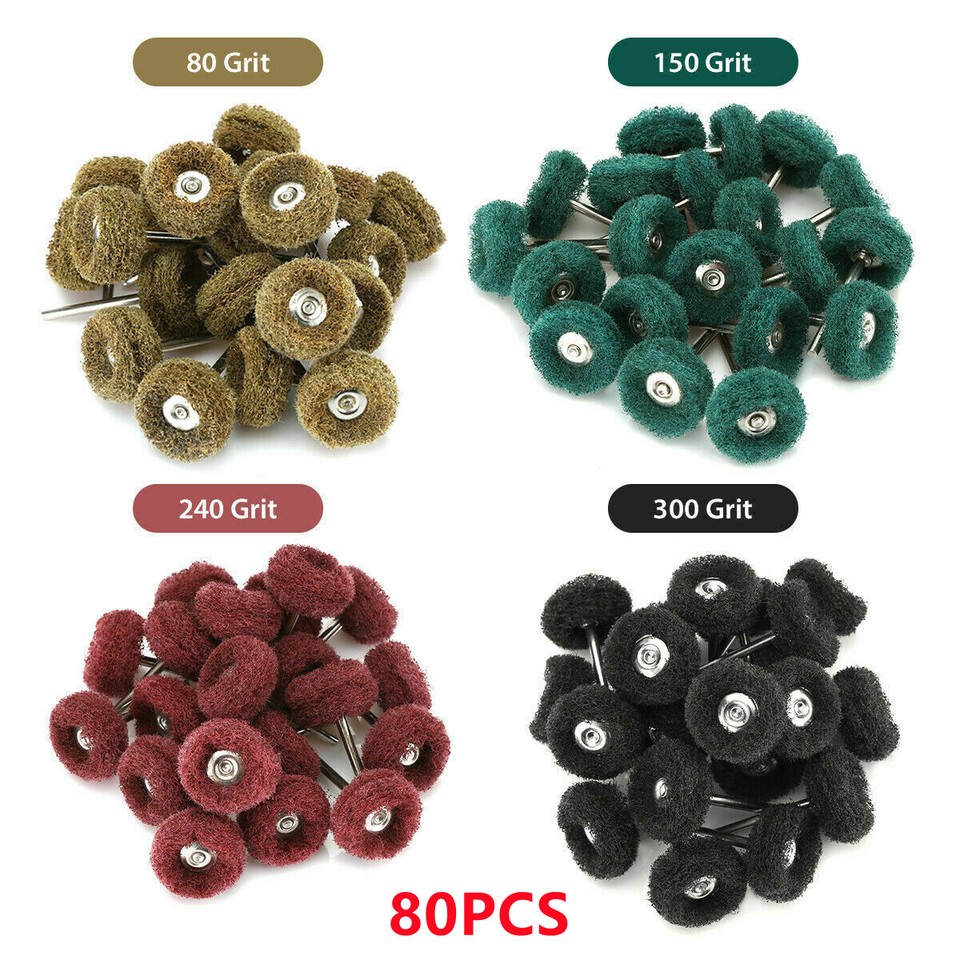 80Pcs Mini Abrasive Buff Wheel Grinding Polishing Shank Craft Bits ...