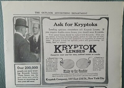 1910 Kryptok lenses men's eyeglasses eyewear vintage ad | eBay