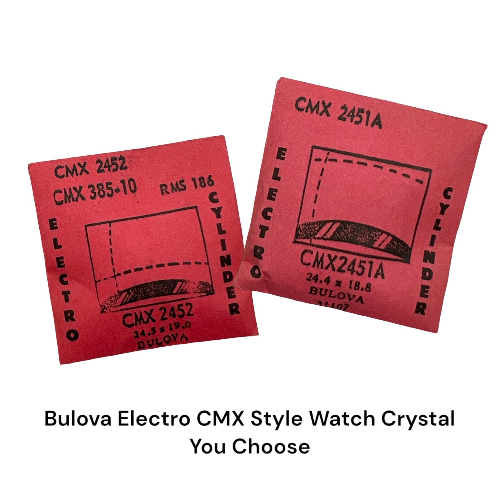 Bulova Watch Crystal x 1 Electro CMX Style Rectangular Military ...