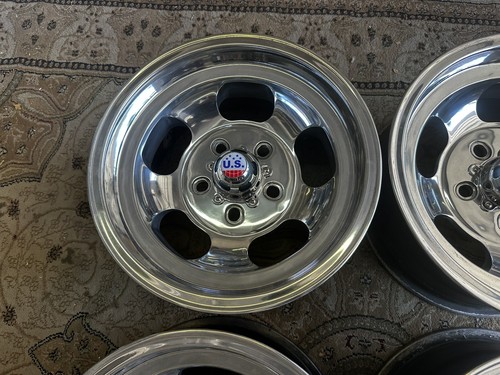 VINTAGE 14X7 SET (4) POLISHED US INDY MAGS STYLE 4 3/4 &4 1/2 CHEVY ...