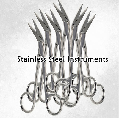 6 NEW STAINLESS STEEL IRIS ANGULAR SCISSORS 4.5" DENTAL SURGICAL ...