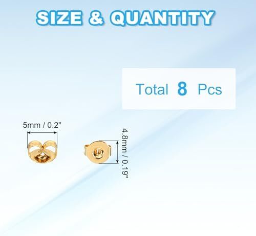 8 Pcs 14K Gold Earring Backs Replacement Ear Locking for Stud Earrings ...