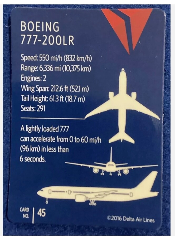 NEW Delta Air Lines 2016 BOEING 777 200LR Aircraft Pilot Trading Card ...
