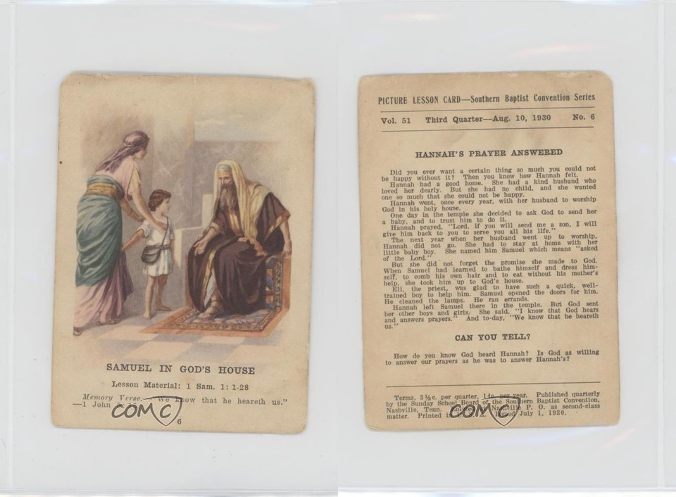 1920-30s Picture Lesson Cards Samuel In God's House #51-6 0s4 | eBay