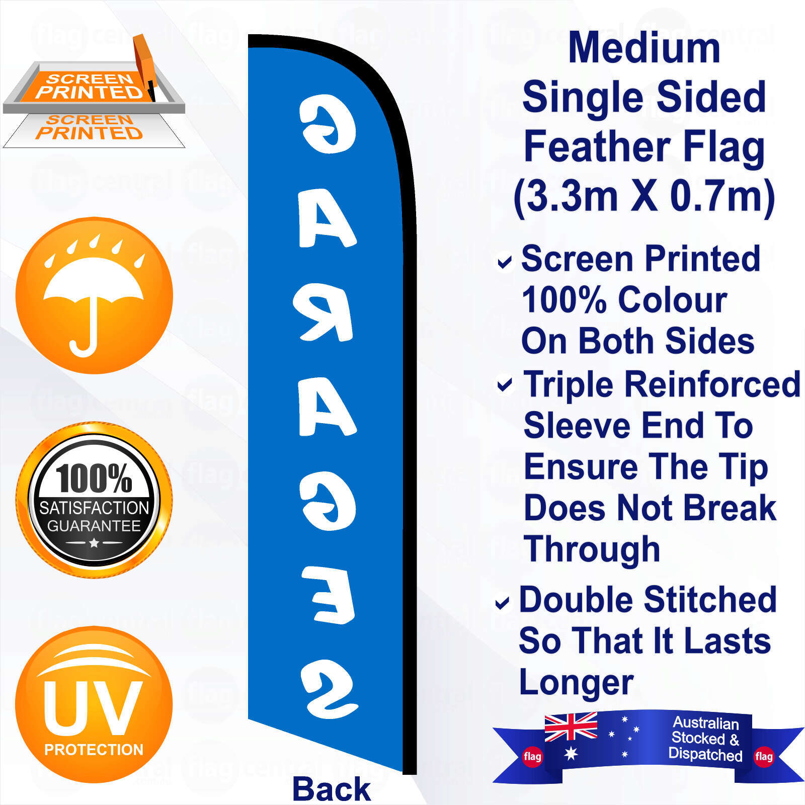 GARAGES Blue 4m Feather Flag/Banner Kit with Cross Base *Eye Catching ...