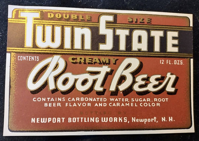 Old Unused Advertising Beverage Label Twin State Root Beer Newport ...